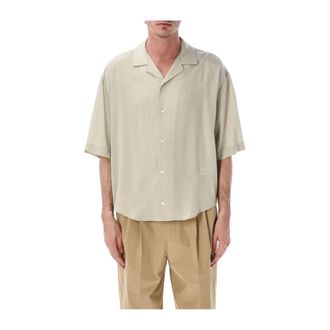 Ami Homme, Chemises, Beige, Taille: M Chemise Manches Courtes &agrave; Col Camp