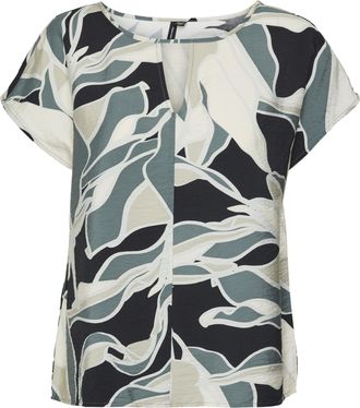 Vero Moda Damen Vmbeline Bea Ss Top WVN Ga T-Shirt, Black/AOP:Bea, M