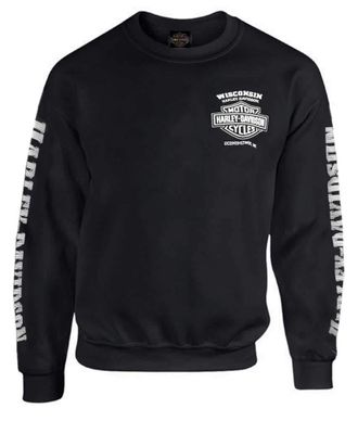 Harley-Davidson Harley-Davidson Mens Lightning Crest Fleece Pullover Sweatshirt, Black