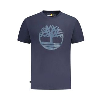 Timberland Blauer Logo-Print Crew Neck T-Shirt - - Tops - Herren - Blau - XL