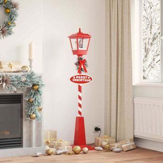 vidaXL Weihnachtsstra&szlig;enlampe mit Laterne Rot 40,5x40,5x180cm vidaXL