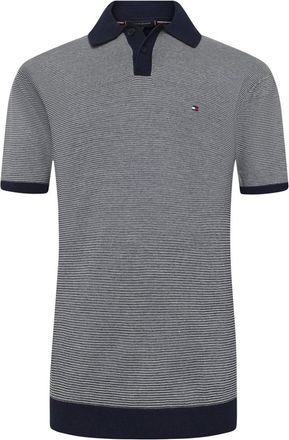 Tommy Hilfiger Leichtes Strick-Poloshirt mit Streifen und kleiner Flag-Stickerei in