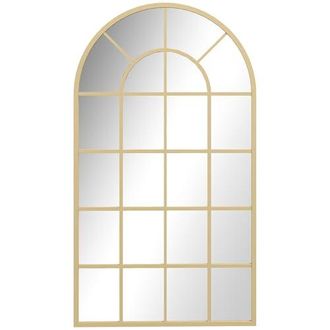 HOMCOM Miroir Mural arqu&eacute;, Miroir verri&egrave;re Mural en Forme de fen&ecirc;tre, Cadre en m&eacute;tal, pour Salon, Chambre &agrave; Coucher, Couloir, 110 x 65 cm, dor&eacute;