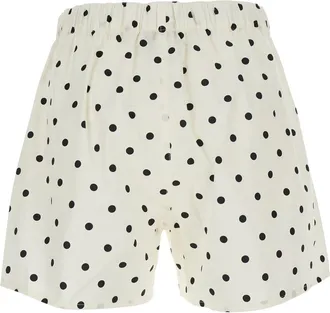 Msgm Polka Dot Cotton Shorts - White