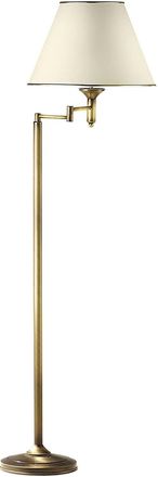 Licht-Erlebnisse Verstellbare Stehlampe PENELO in Messing Wei&szlig; Gelenkarm 158cm Klassisch Wohnzimmer Stehleuchte