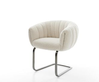 DELIFE Freischwinger Jada-Flex Teddystoff Beige Freischwinger flach Graphit Taschenfederkern, Esszimmerst&uuml;hle