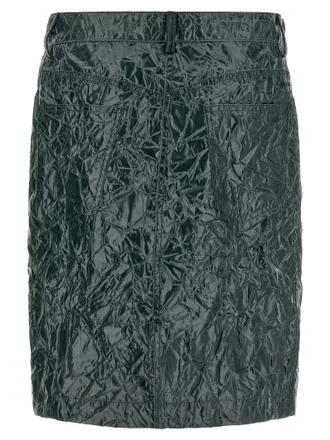 Marni Wrinkled Coated Technical Taffeta Skirt - Dark Green