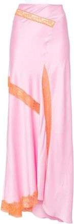 Msgm Msgm, Femme, Jupes, Rose, Taille: 40 FR Lace Slit Skirt