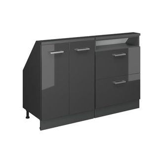 Vicco Ensembles de Meuble de Rangement sous Pente Rion, Anthracite Brillant/Anthracite, Lot de 2