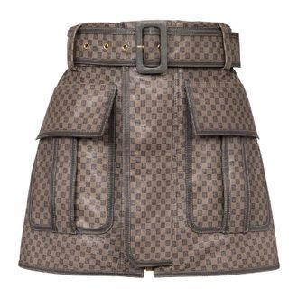 Balmain Minijupe Monogram - Femme - Jupes - Brun - Taille: 34 FR