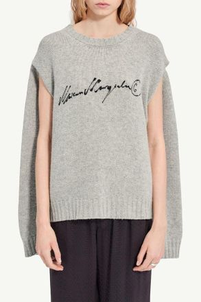 Maison Margiela Logo-Embroidered Knit Sweater - Grey