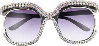 IFUNDOM Lunettes de Soleil Photographie Orn&eacute;es de Cristaux Lunettes de Conduite Noires en Plastique R&eacute;sistant Protection UV Mod&egrave;le Unique Color&eacute; pour Activit&eacute;