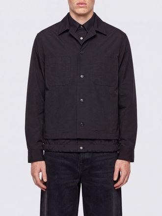 sacai Surchemise en coton m&eacute;lang&eacute; avec col cubain et poches plaqu&eacute;es