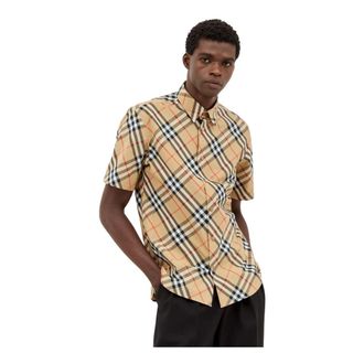 Burberry Klassisches Hemd mit Karomuster aus Popeline - - Shirts - Herren - Beige - S
