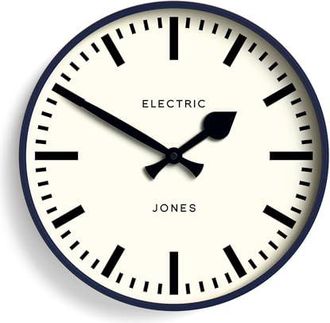 Jones Clocks Tiger Horloge Murale | Horloge de Station Ronde Moderne | 30 cm | Bleu fonc&eacute; | Look Designer Cool pour la Cuisine, Le Salon ou Le Bureau