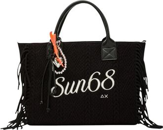 Sun 68 Fringes Cali Midi Bag Knit - - Bags - Damen - Schwarzk - ONE SIZE