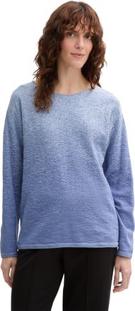 Tom Tailor Damen Strickpullover mit Farbverlauf aus Bio-Baumwolle, 36580 - Blue Degrade Design, XXL