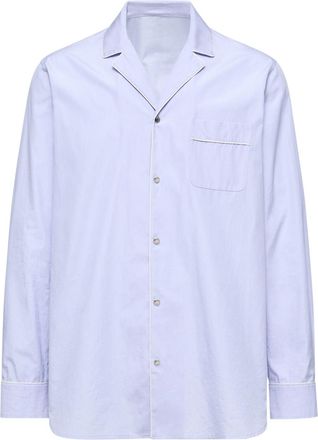 Moncler Moncler Chemise &Agrave; Manches Longues En Coton Fil-&agrave;-fil, Homme, Bleu, Taille: Xxl