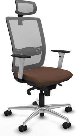 Piqueras y Crespo Haches Lumbal-B&uuml;rostuhl mit wei&szlig;en und schwarzen Armlehnen und Kopfteil, h&ouml;henverstellbar und neigbar, ausgestattet mit 5 Positionen, Grau/Dunkelbraun