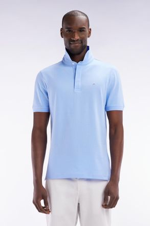 Eden Park Polo &Agrave; Manches Courtes En Piqu&eacute; Coton Stretch Ciel Coupe Ajust&eacute;e