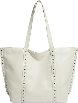 Generic Sac &agrave; bandouli&egrave;re tendance en cuir PU clout&eacute; pour femme et fille pour l&eacute;cole, le travail, un usage quotidien, blanc, 13.39*12.99*6.3inch