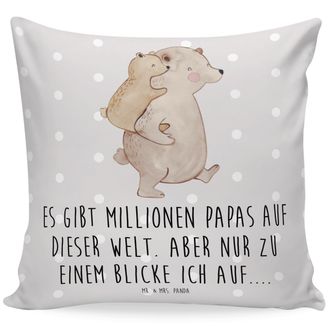 Mr. & Mrs. Panda Zierkissen Papa B&auml;r - Geschenk, Sofakissen, Bester Vater, Vatertag, Geburtstag, Vorbild, Mama, sofakissen, Oma, Sofakissen 40x40