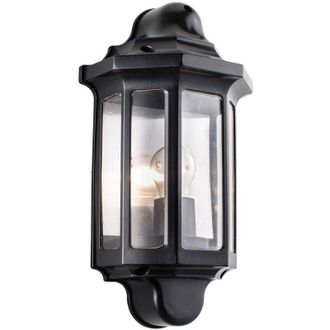 Endon Lighting Traditional - Lanterne murale extérieure Peinture noire satinée, polycarbonate transparent IP44, E27 - Endon