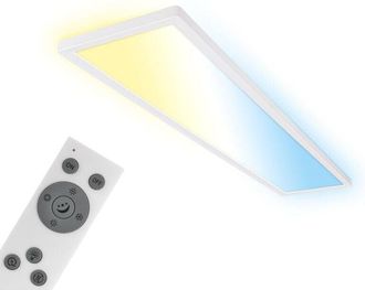 Briloner Tava led Plafonnier 98cm, Variable, T&eacute;l&eacute;commande, Fonction veilleuse, Lumi&egrave;re indirecte, Blanc, 98 x 20 x 3 cm