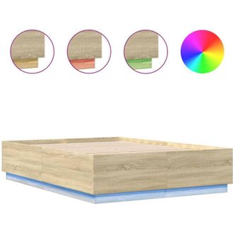 vidaXL Cadre de lit avec LED sans matelas ch&ecirc;ne sonoma 120x200 cm vidaXL