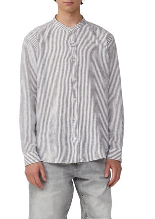 QS by s.Oliver Regular Fit: Gestreiftes Leinnemix-Hemd mit Krempel&auml;rmeln