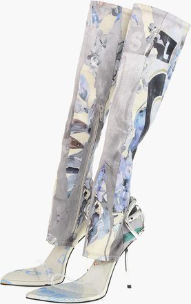 Diesel Bedruckte Satin-Stiefel D-TEN&HALF SDL im Sandalen-Design Absatz 9cm Diesel