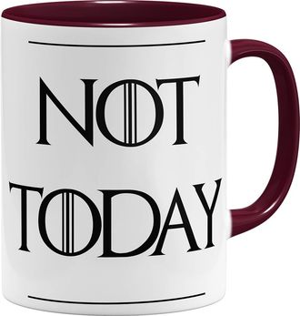 OM3 Not Today Statement Tasse mit Spruch - Keramik Becher - 11oz 325ml - Beidseitig Bedruckt - Bordeaux