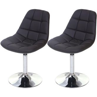 Hhg 2er-Set Esszimmerstuhl HHG 837, Stuhl Drehstuhl, Chrom Kunstleder braun