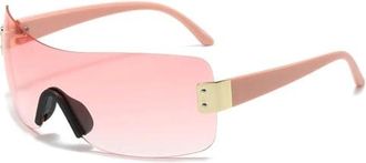Generic Lunettes de soleil rectangulaires sans monture de luxe pour femmes et hommes vintage punk, rose, Taille unique