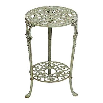 Generic Petite table basse de patio antirouille - Table dappoint r&eacute;tro dext&eacute;rieur avec double couche - Table dappoint ronde en fer forg&eacute; id&eacute;ale pour porche, c