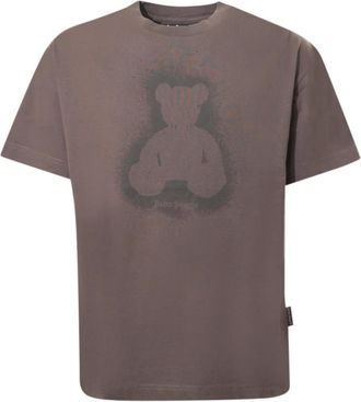 Palm Angels Homme, Tops, Brun, Taille: XL Spray Bear T-shirt