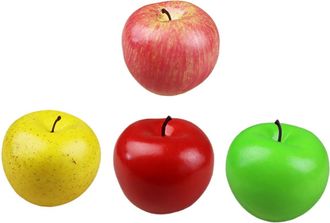 Cabilock 4 Stück Teiliges Lebensechte Apfel Deko aus Schaumstoff Realistische Simulation Detailreiches Design Farbige Obstmodelle für Fotorequisiten Ladendekor