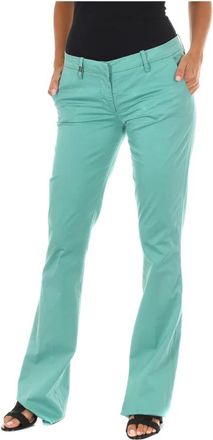 Met Met, Femme, Pantalons, Vert, Taille: W27 Pantalon évasé avec fermeture bouton
