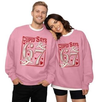 Generic Sweat-shirt sans capuche &agrave; col rond imprim&eacute; pour la Saint-Valentin 2026 pour homme et femme, rose, M