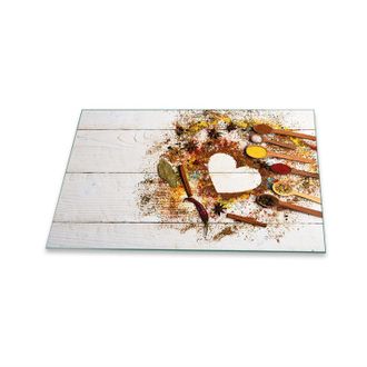 Decorwelt Herdabdeckplatte Abdeckung Ceranfeld Abdeckplatte Schneidebrett 1-Teilig 80x52 Gew&uuml;rze Mehrfarbig Spritzschutz Glasplatte Ceranfeldabdeckung Schutz He