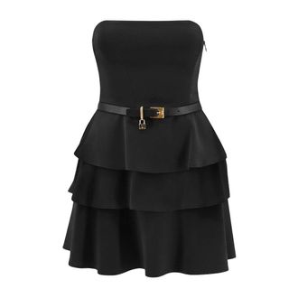 Elisabetta Franchi Femme, Robes, Noir, Taille: 38 FR Robe Courte &agrave; Volants