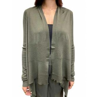 Rick Owens Femme, Pulls, Vert, Taille: 40 FR Gilet Vert Enveloppant Style Asymétrique Fluide