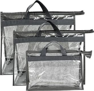 Holibanna 3 pi&egrave;ces Lot de Transparents pour Sacs &agrave; Main Protection Anti-poussi&egrave;re et Humidit&eacute; Rangement Suspendu Confortable pour Placard S et Xl