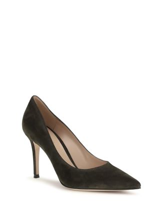 Gianvito Rossi Womens Pumps Suede Dark Olive High Heel Shoes
