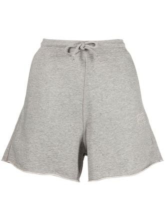 Ganni short &agrave; logo brod&eacute; - Gris