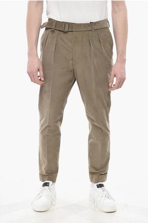 Paolo Pecora Corduroy Trousers With Turn-Ups And Belt size 48