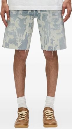 Purple short en jean à effet taches de peinture - Bleu