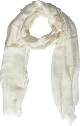 Max Mara Tücher & Schals - Lightweight White Scarf With Delicate Fringe Detai - Gr. unisize - in Weiß - für Damen