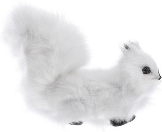 DOITOOL DOITOOL Kleine Flauschige Eichh&ouml;rnchenfigur aus Pl&uuml;sch Lebensechte Kleiner Eichh&ouml;rnchen Dekoration H&auml;ngendes Weihnachtsornament In Wei&szlig; Vielseitig Als