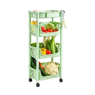 Generic Küchenwagen mit Rollen&Griff,Platzsparender Mobiler Schmaler Rollwagen aus Kunststoff,Multifunktionaler Aufbewahrungswagen für Küche, Bad, Büro, Wohnz